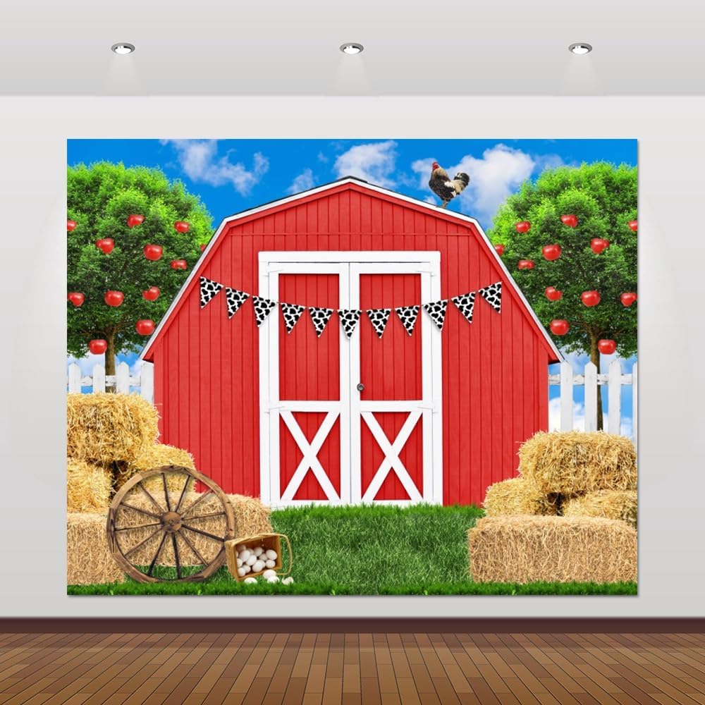 Amazon.com : Farm Barn Door Backdrop 10x8ft Farm Birthday Party Banner ...