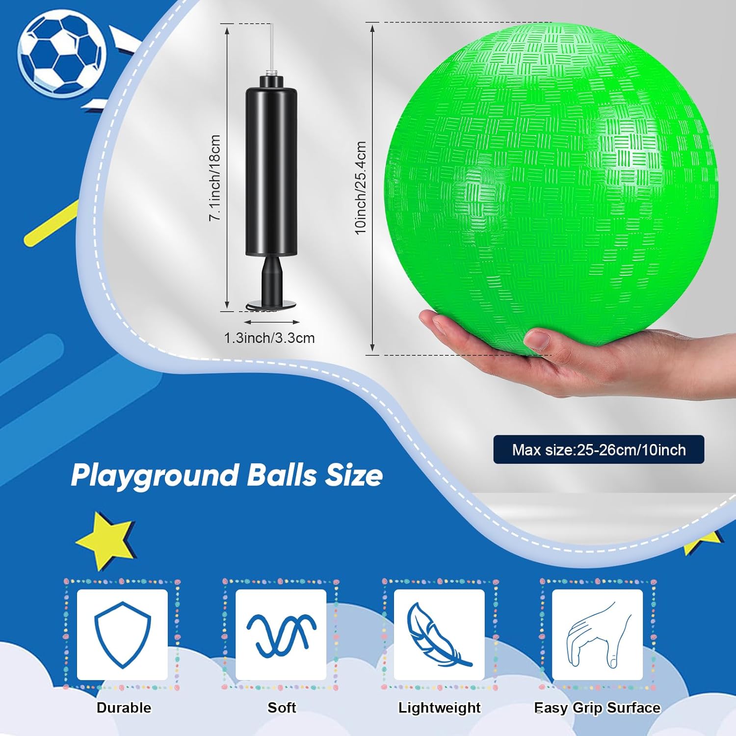 Hanaive 6 pelotas inflables de goma de 10 pulgadas con bomba y bolsa de ...