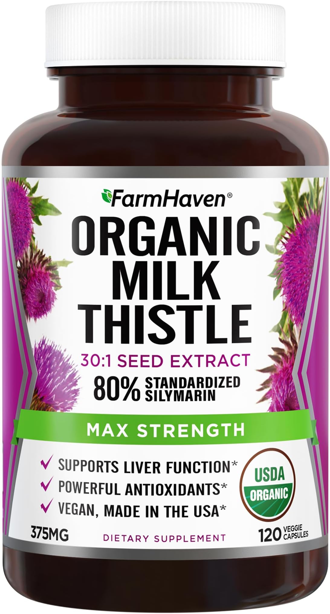 Amazon.com: Zazzee USDA Organic Milk Thistle 30:1 Extract, 7500 mg ...