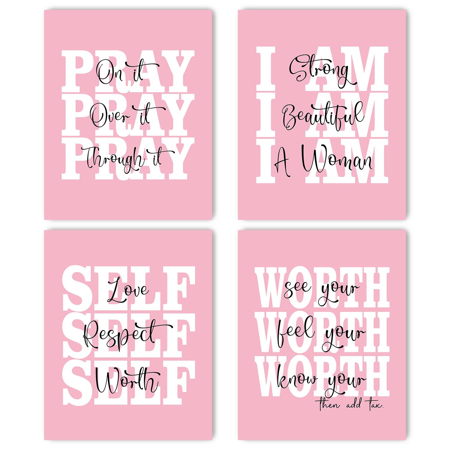 Amazon.com: MUZRUYOU Pink Inspirational Wall Art Prints Room Decor for ...
