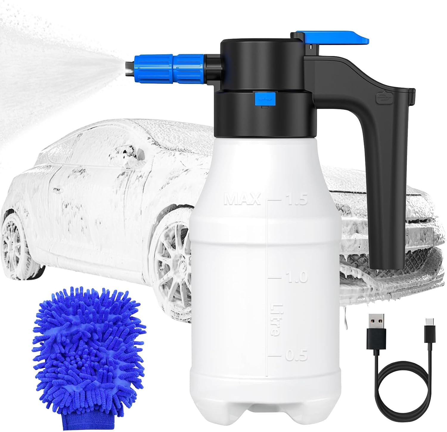 Amazon.com: MFUZOP Electric Foam Sprayer with Wash Mitt, Battery ...