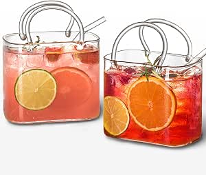 Amazon.com | Glass Purse for Drinks Set of 2,26oz Unique Wine Glasses ...