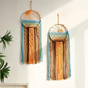 Amazon.com: 2 Pack Macrame Sun Wall Decor Hanging Tapestry Sunrise ...