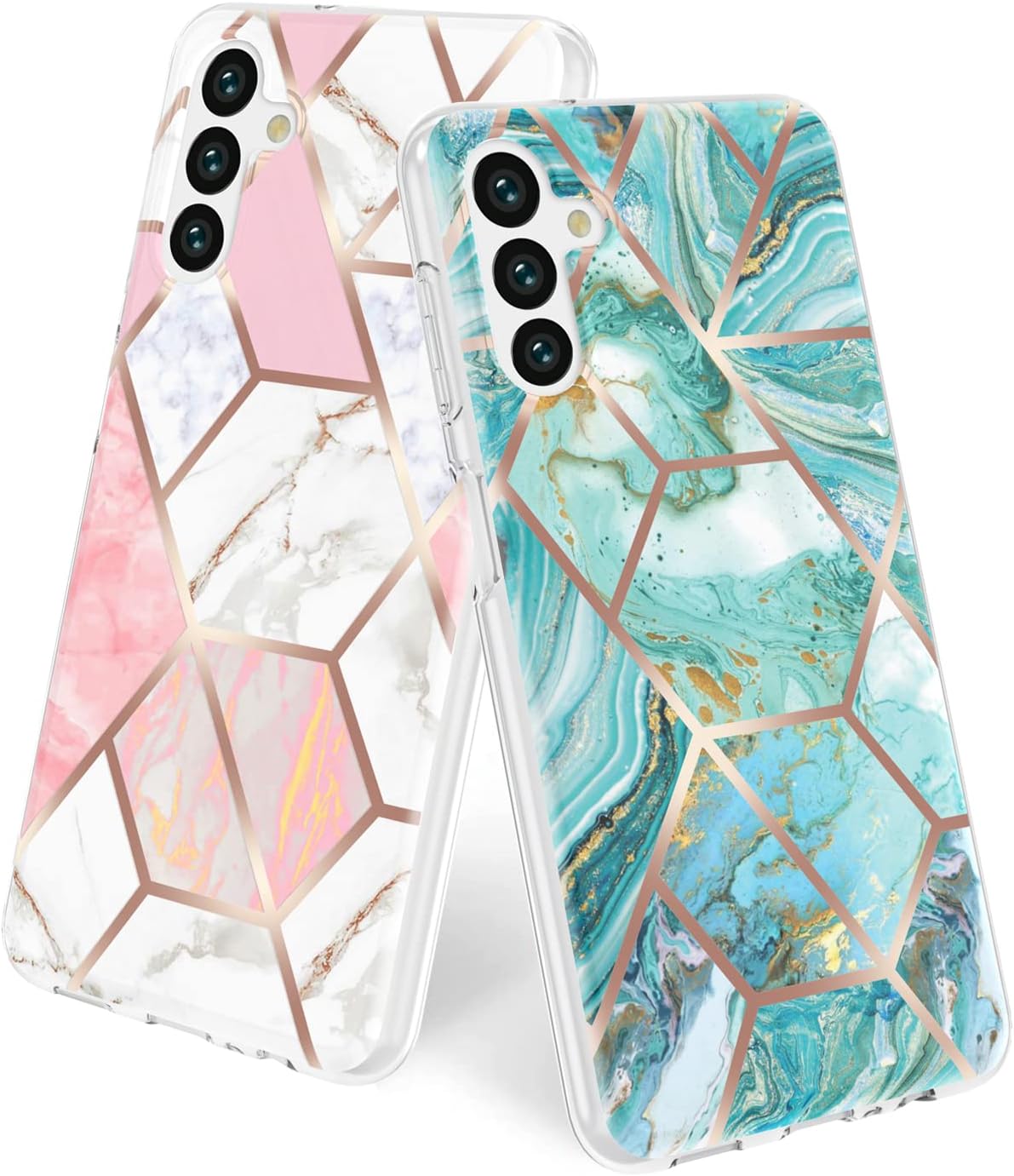 Anshow 2 Pack for Samsung Galaxy A13/A04S 5G Cases, Ultra Slim Phone Case Glitter Marble Pattern ...