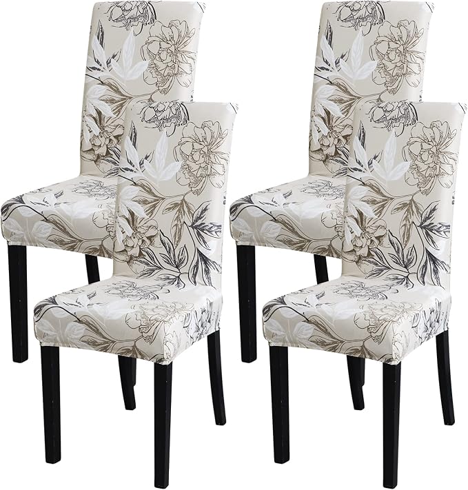 Amazon.com: FORCHEER Chair Covers for Dining Room Set of 4,Stretch ...