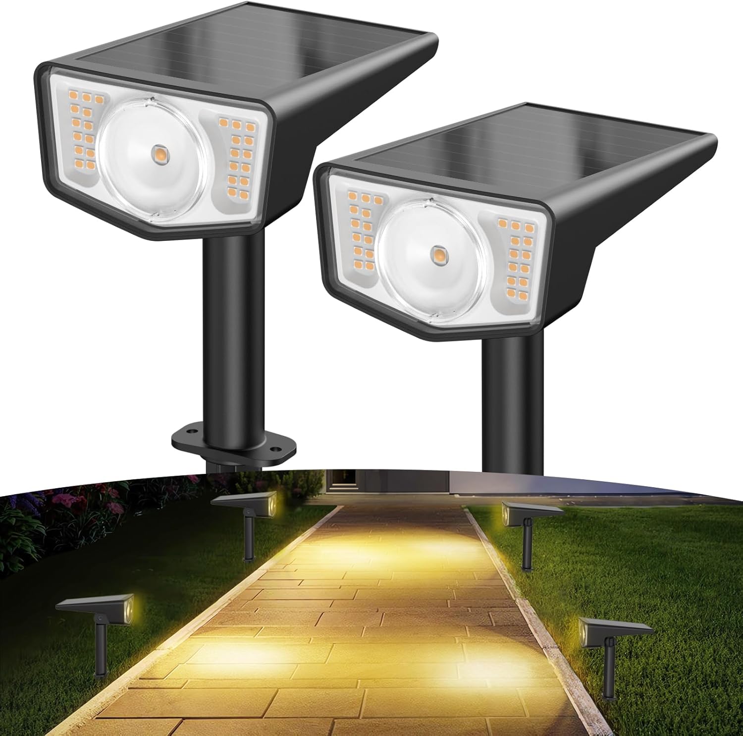 Quntis Solar Spot Lights Outdoor, Super Bright Solar Landscape ...