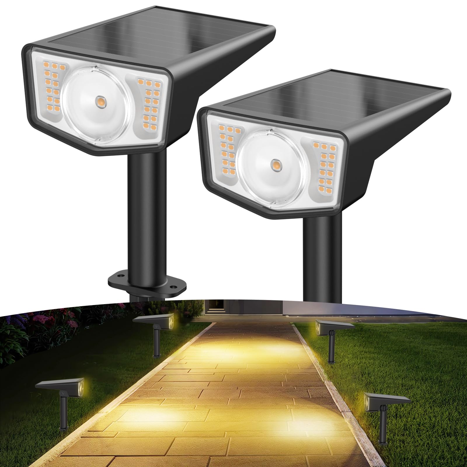 Quntis Solar Spot Lights Outdoor, Super Bright Solar Landscape ...