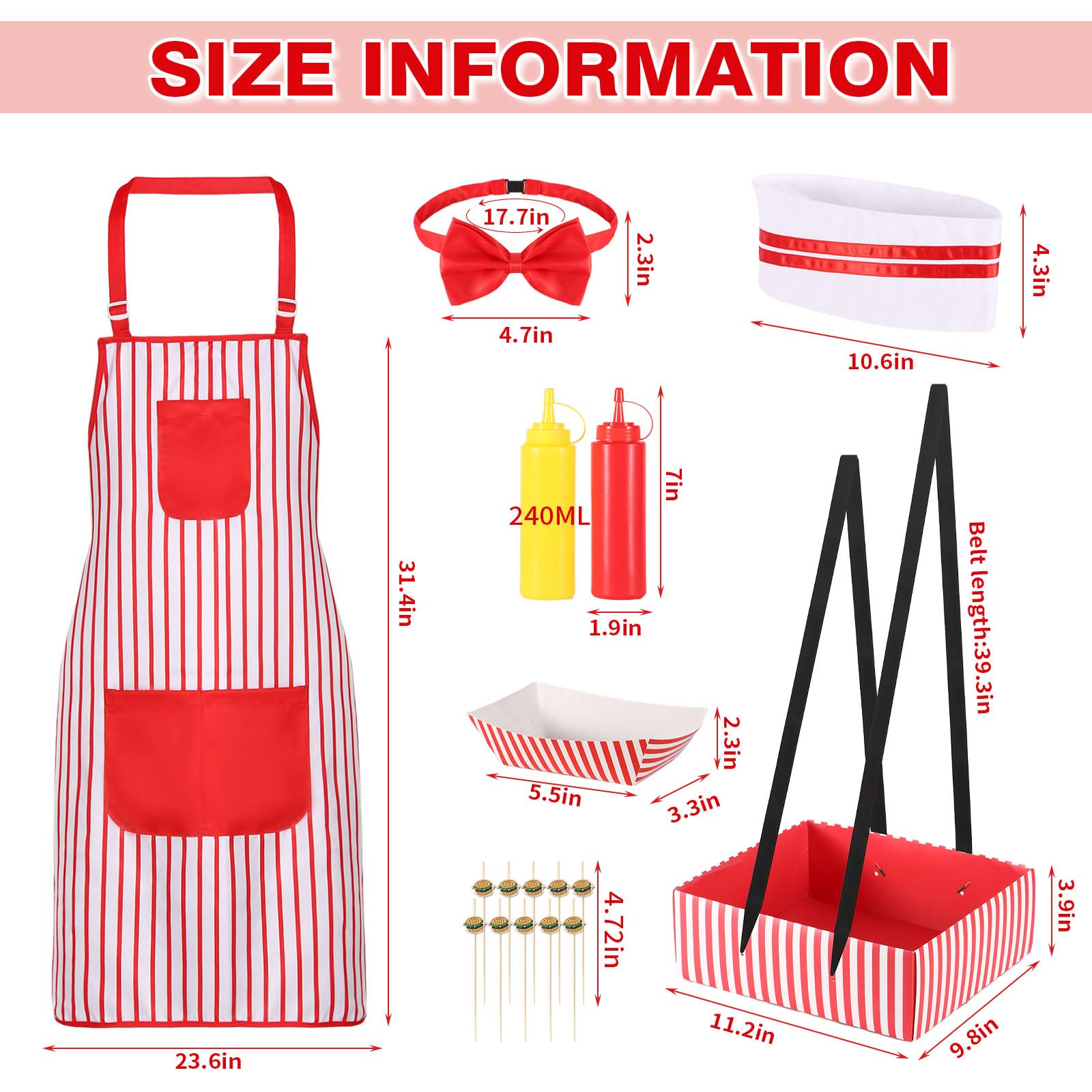Snapklik.com : 25Pcs Adult Waiter Costume Kits Popcorn Hot Dog Costume ...