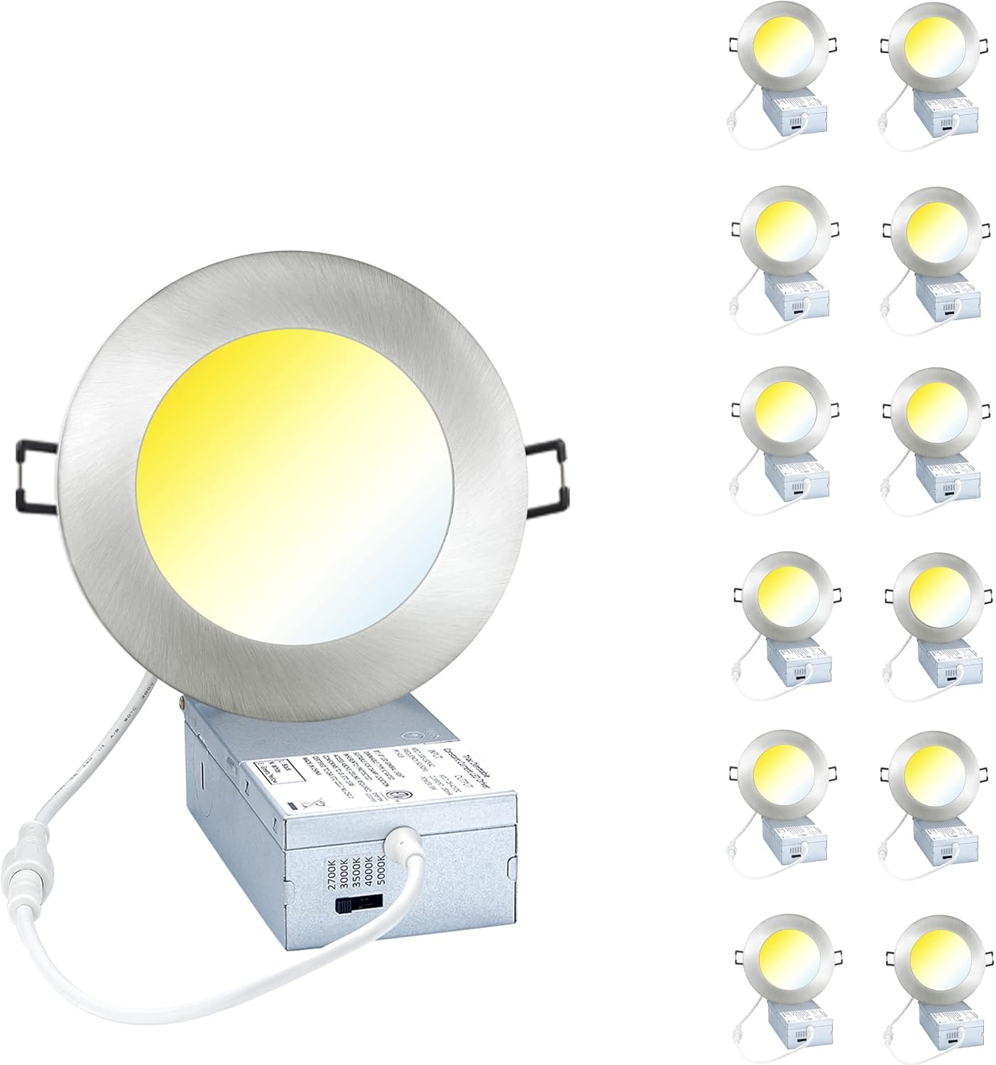 POPANU 4 inch LED Recessed Light Canless Ceiling Fixture 9W 5CCT 4" LED ...