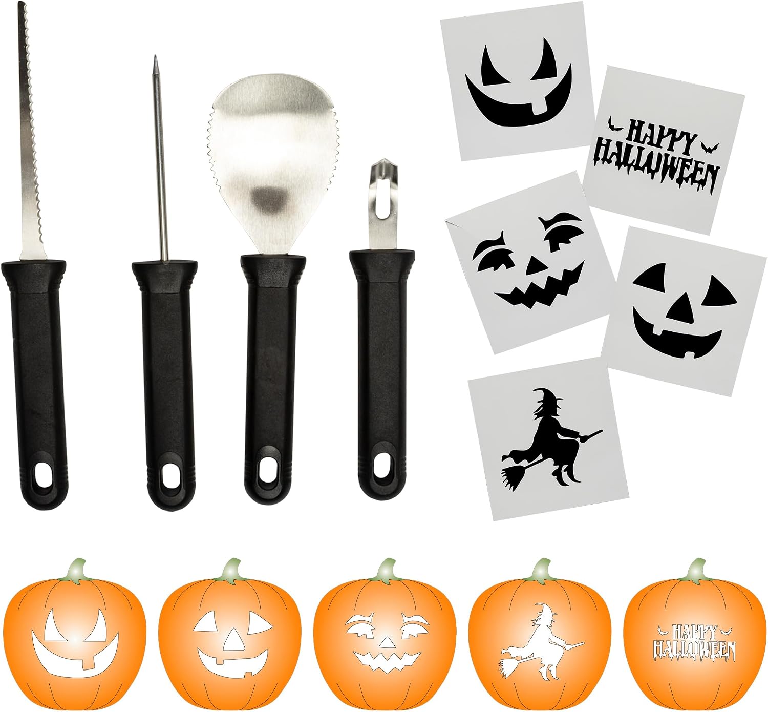 Amazon.com: KOLORAE Premium 9PC Pumpkin Carving Kit – 4 Heavy Duty ...