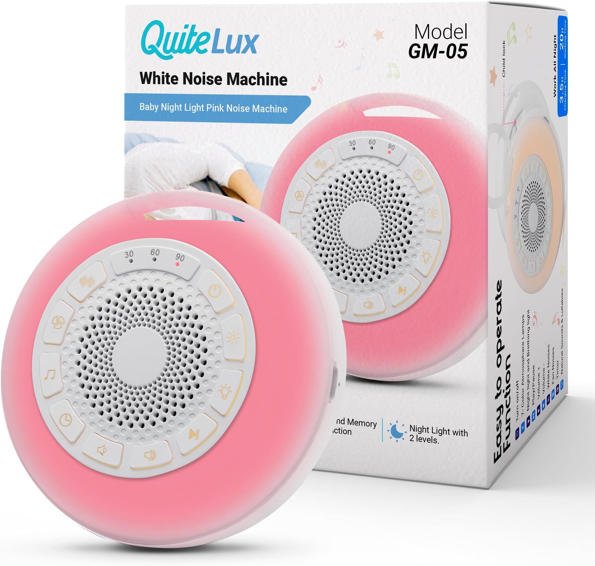 Amazon.com: Sound Machine - 26 Soothing Sounds,7 Colour Night Light ...