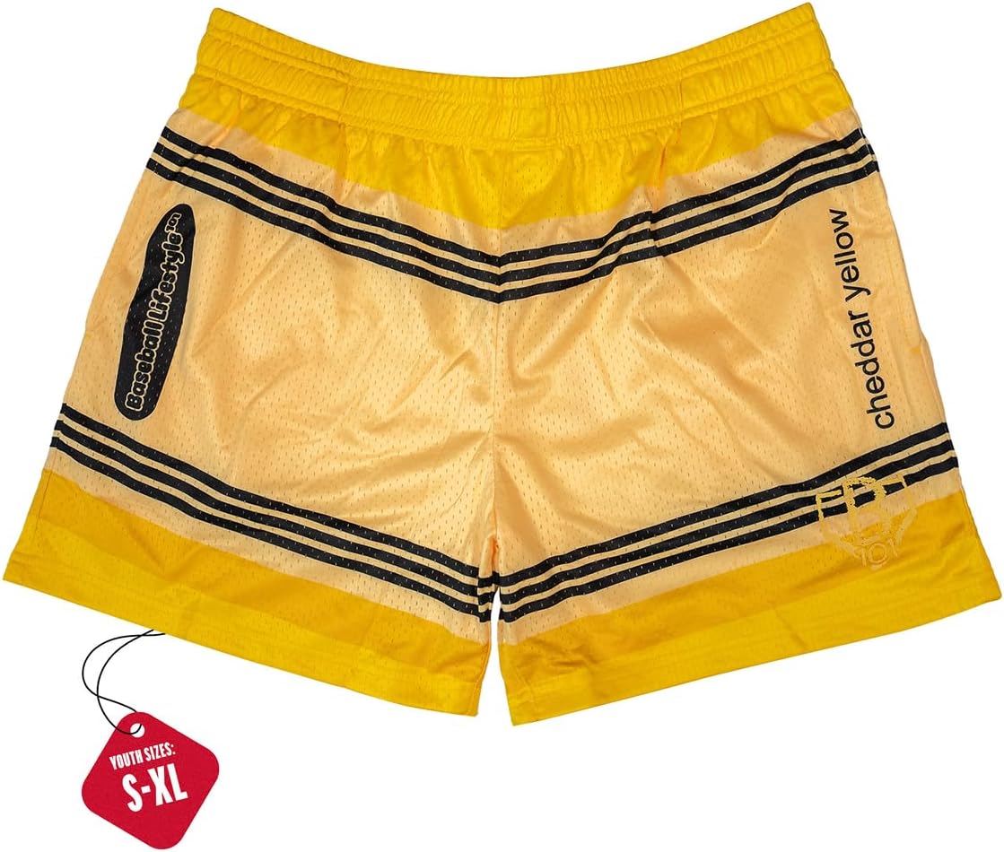 Amazon.com: Baseball Lifestyle 101 Crayon Youth Mesh Shorts – Cheddar ...