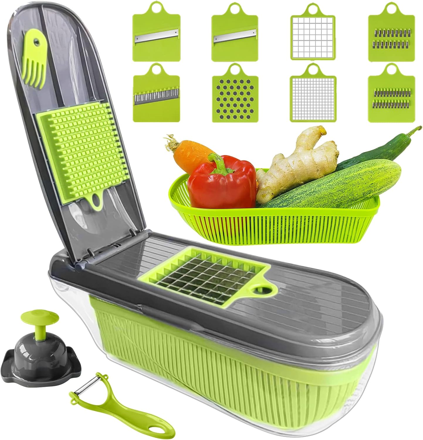 Amazon.com: GNPOPX Vegetable Chopper with Container ,8-in-1 Food ...