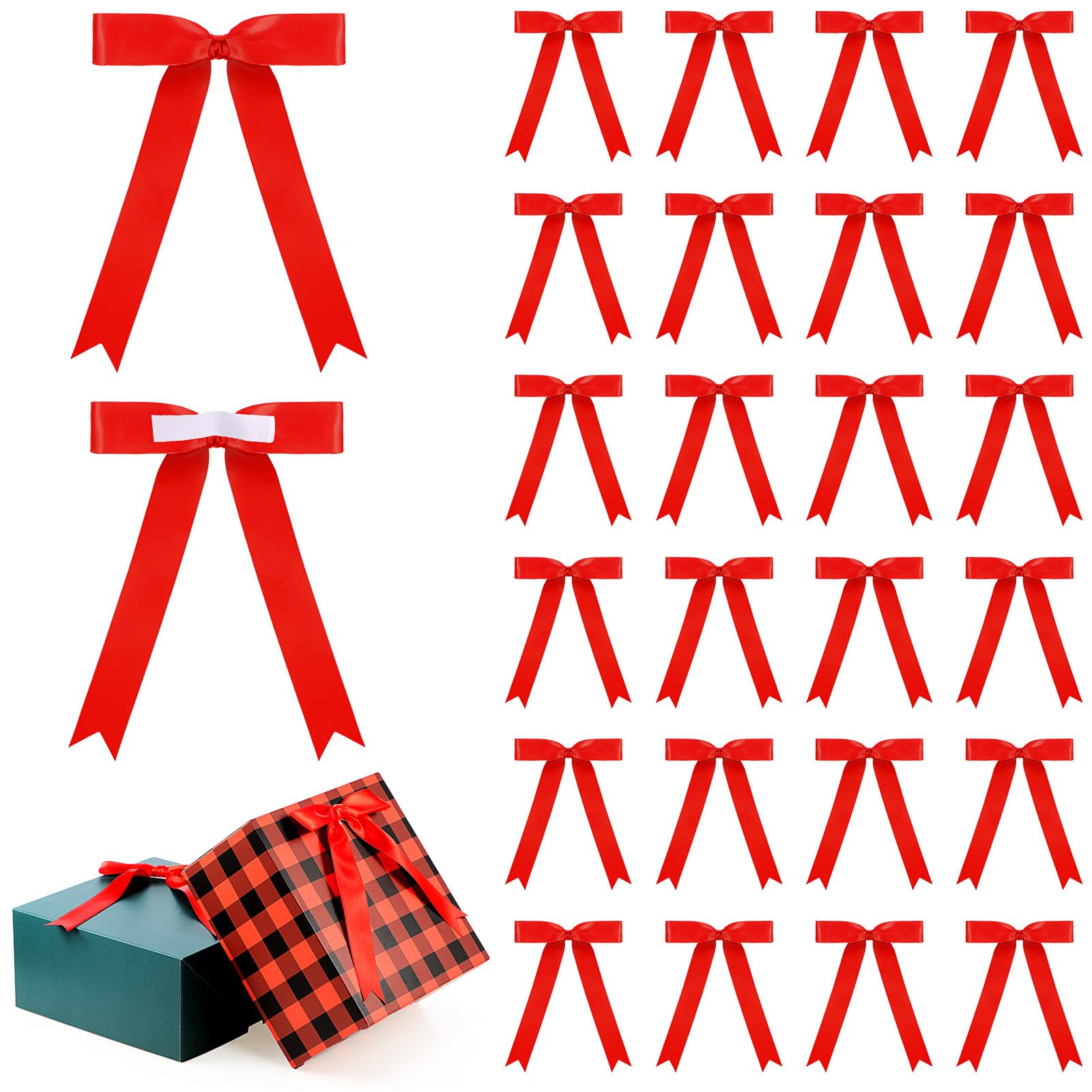 Amazon.com: Riceshoot 24 Pcs Satin Ribbon Bows 5''x7'' Self Adhesive ...