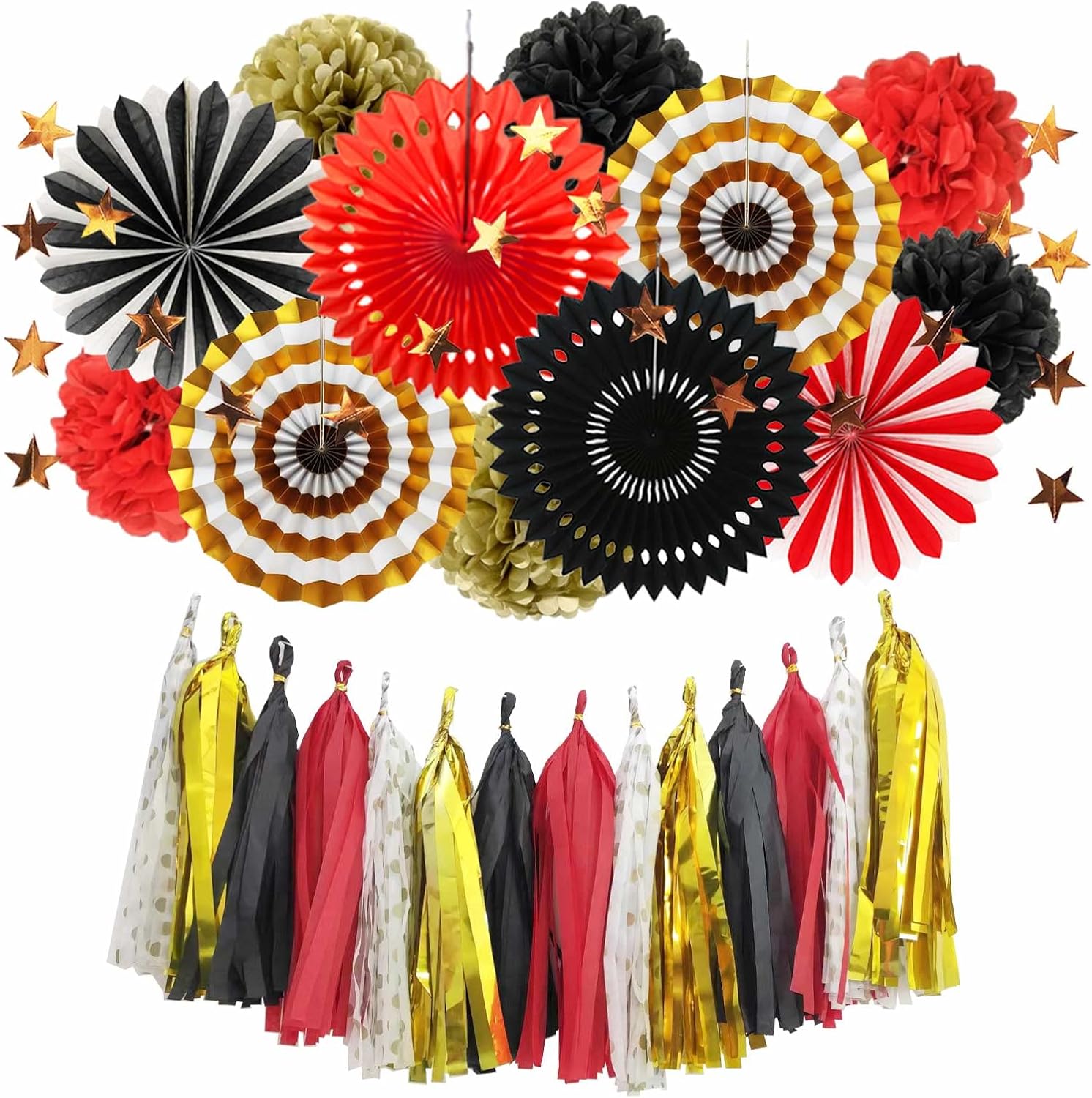 Amazon.com: iwlorys Black and Red Gold White Party Decorations Pack for ...