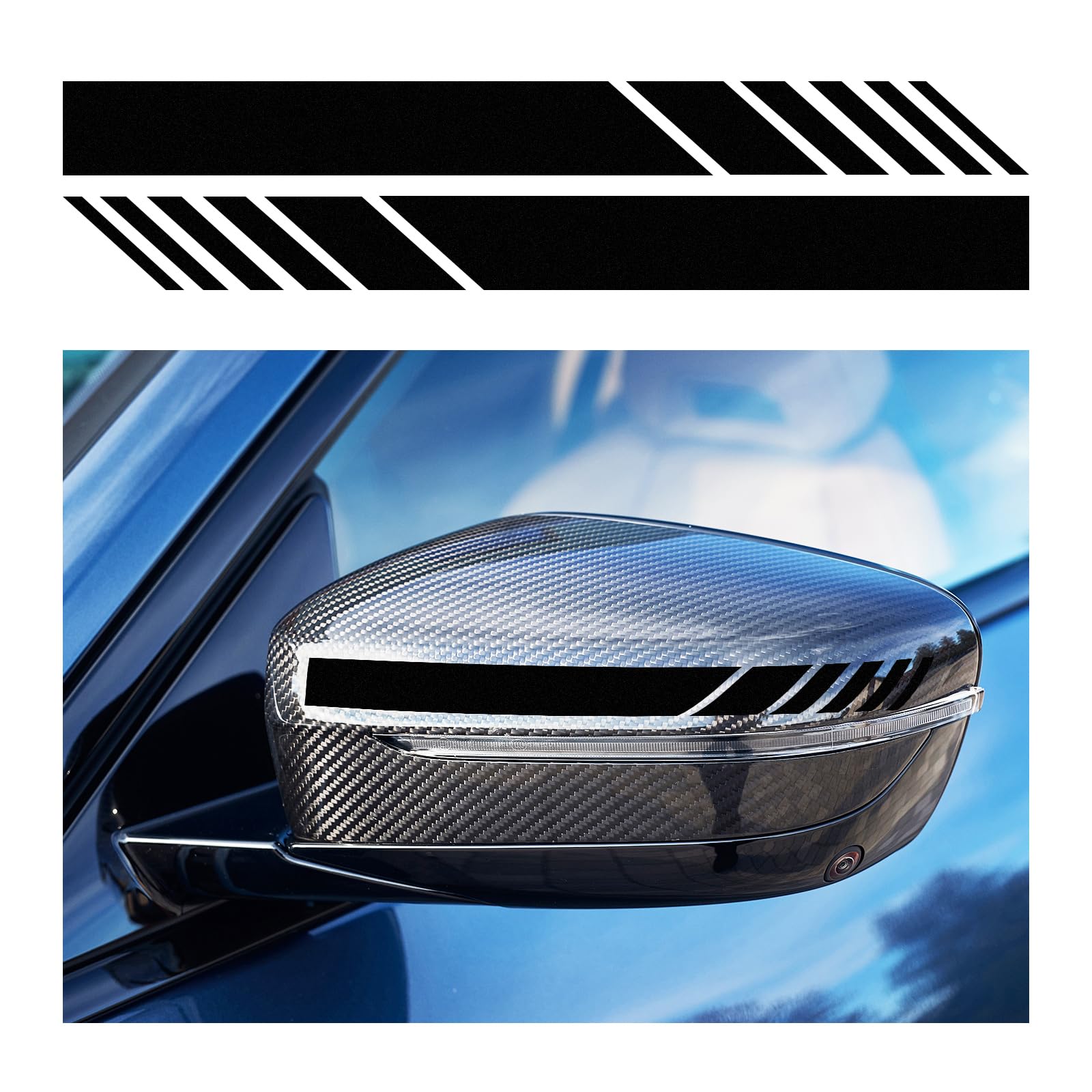 Amazon.com: Dickno 2 PCS Car Rear View Mirror Stickers, 5.51" × 0.55 ...