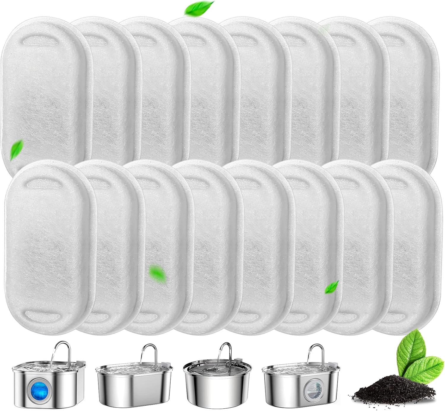 Cat Fountain Filters, 16 Pack Replacement Filter for 67oz/2L Cat Water ...