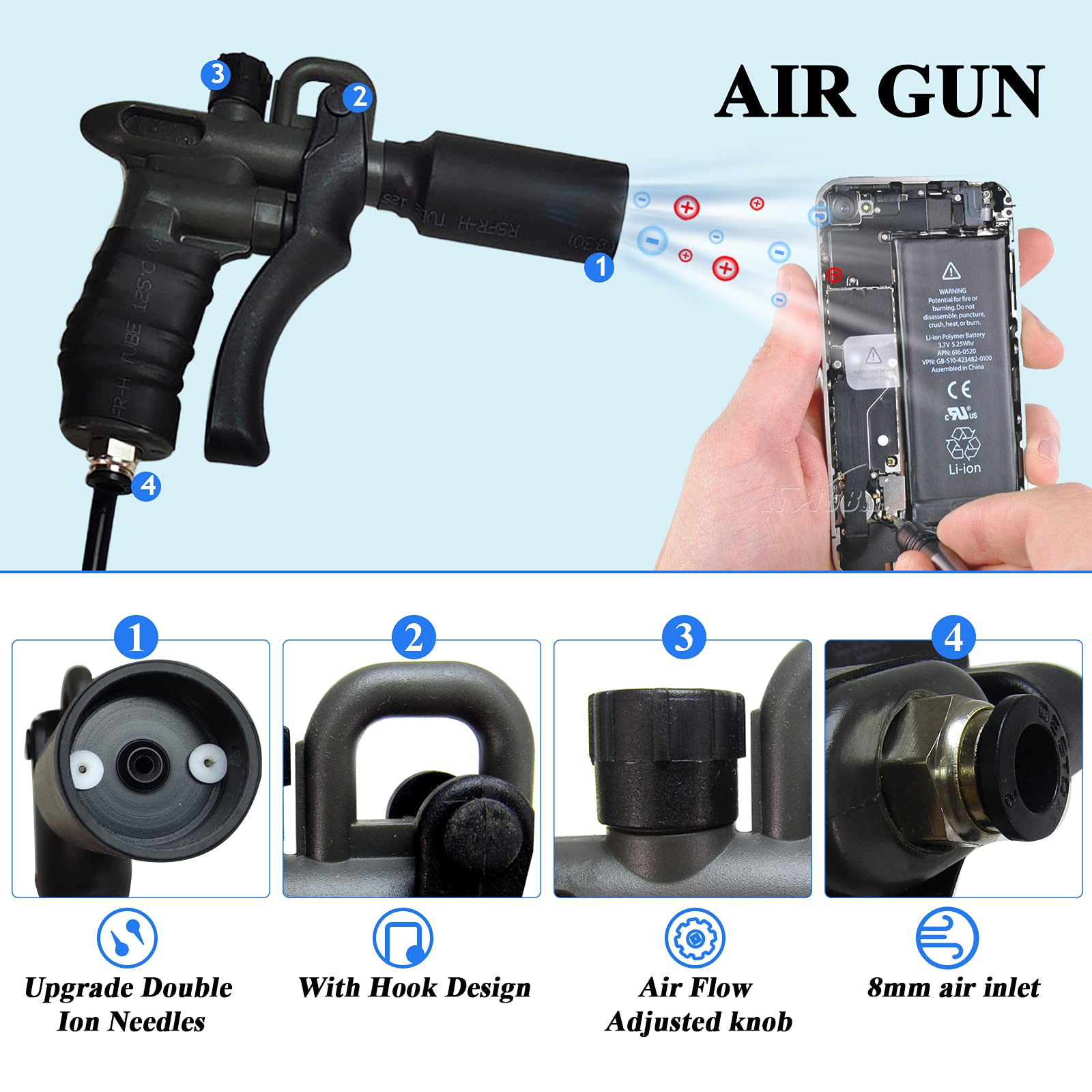 Buy YUCHNEGTECH Ionizing Air Gun Anti Static Air Gun Static Eliminator ...