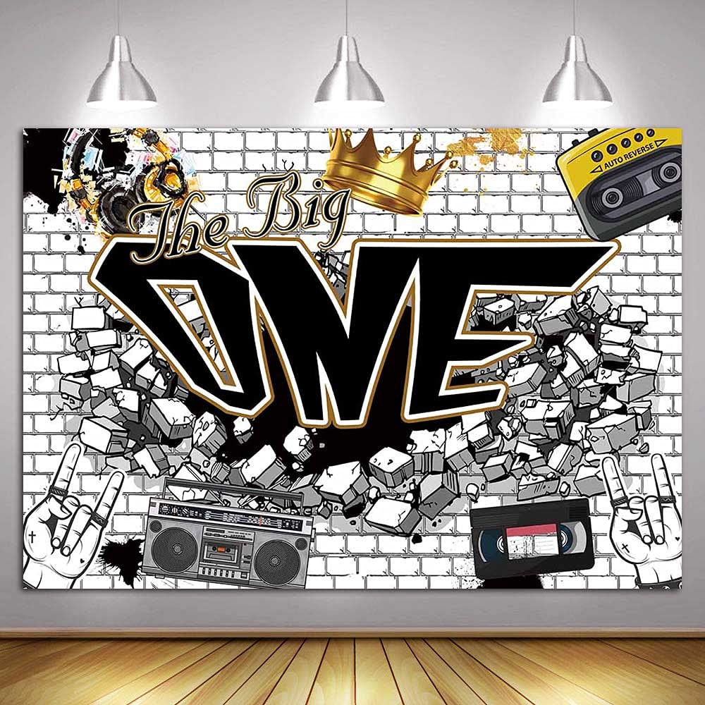 Buy Graffiti White Brick Wall The Big One Birthday Photography ...