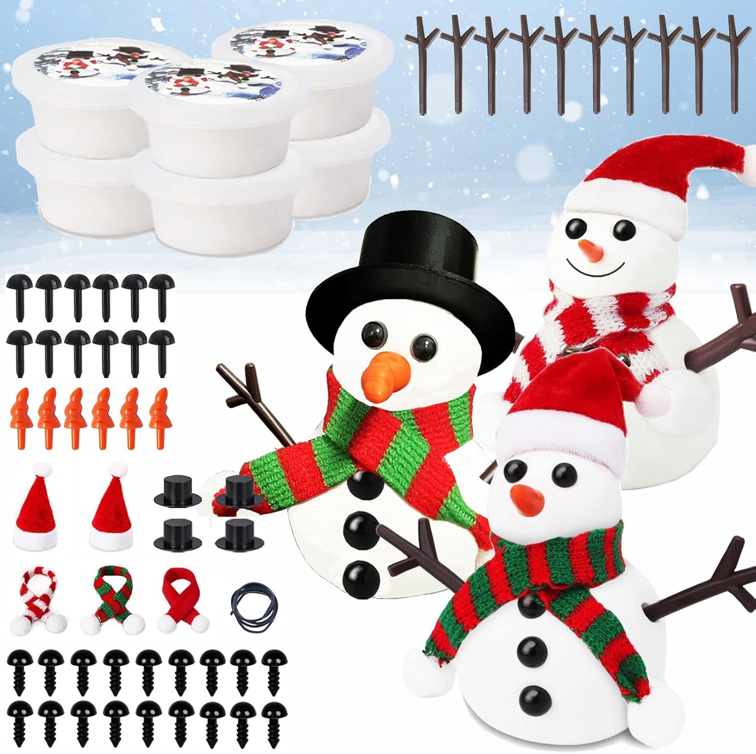 Amazon.com: WEUOPG 6 Pack Build a Snowman Kit for Kids, Air Dry Clay Snowman Crafts for ...
