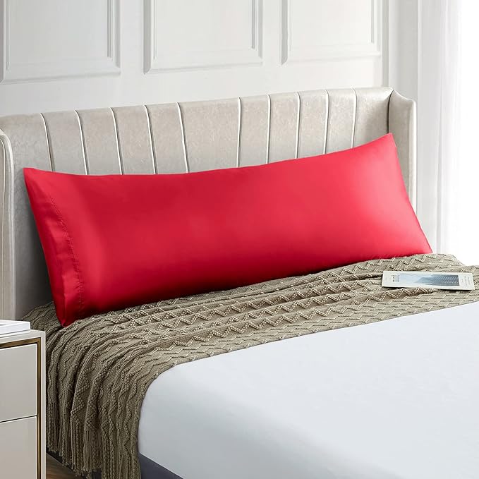 Amazon.com: EXQ Home Satin Body Pillow Cover Soft Silky Body Red Pillow ...