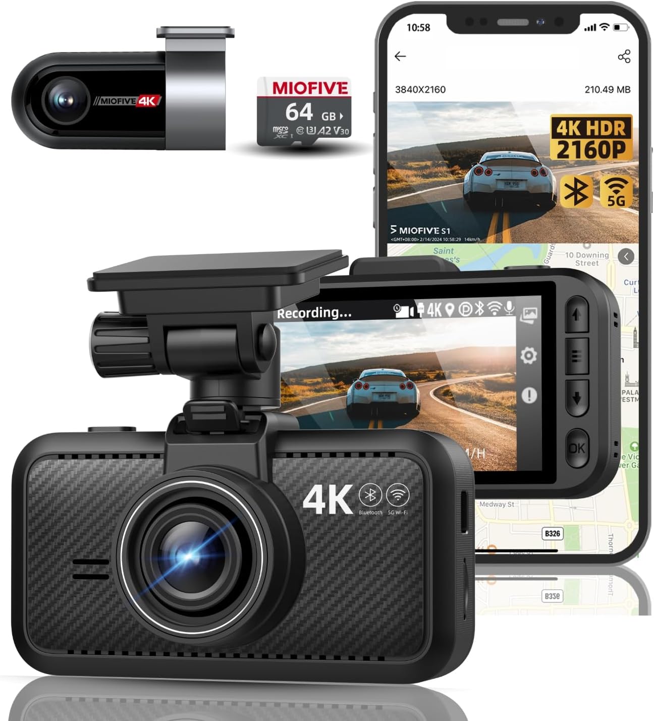 Amazon.com: Dash Camera for Cars, 8K Full UHD Dash Cam Front and Rear ...