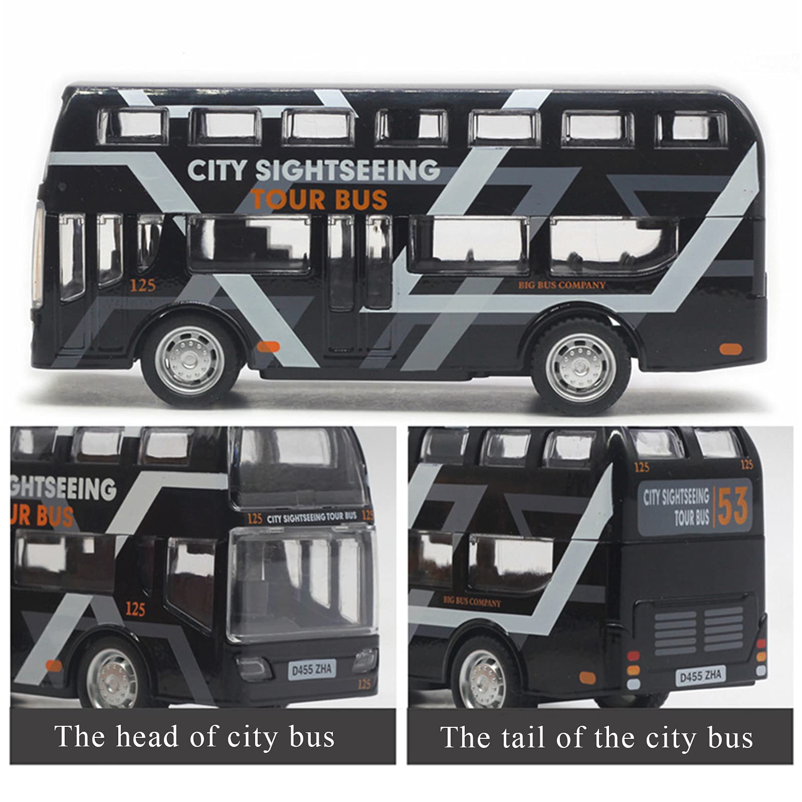 OTONOPI Bus Toys Die Cast Metal Toy Cars Pull Back School Bus Double ...