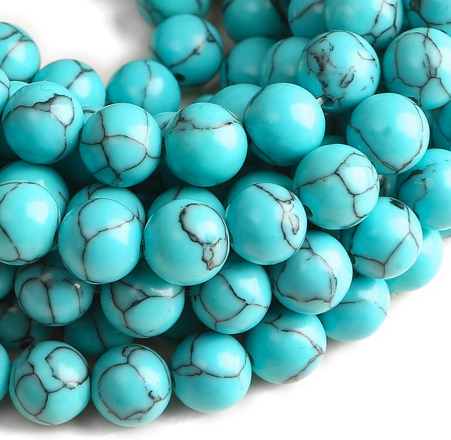 Amazon.com: Hixhro 120pcs 8mm Blue Turquoise Gemstone Beads for Jewelry ...