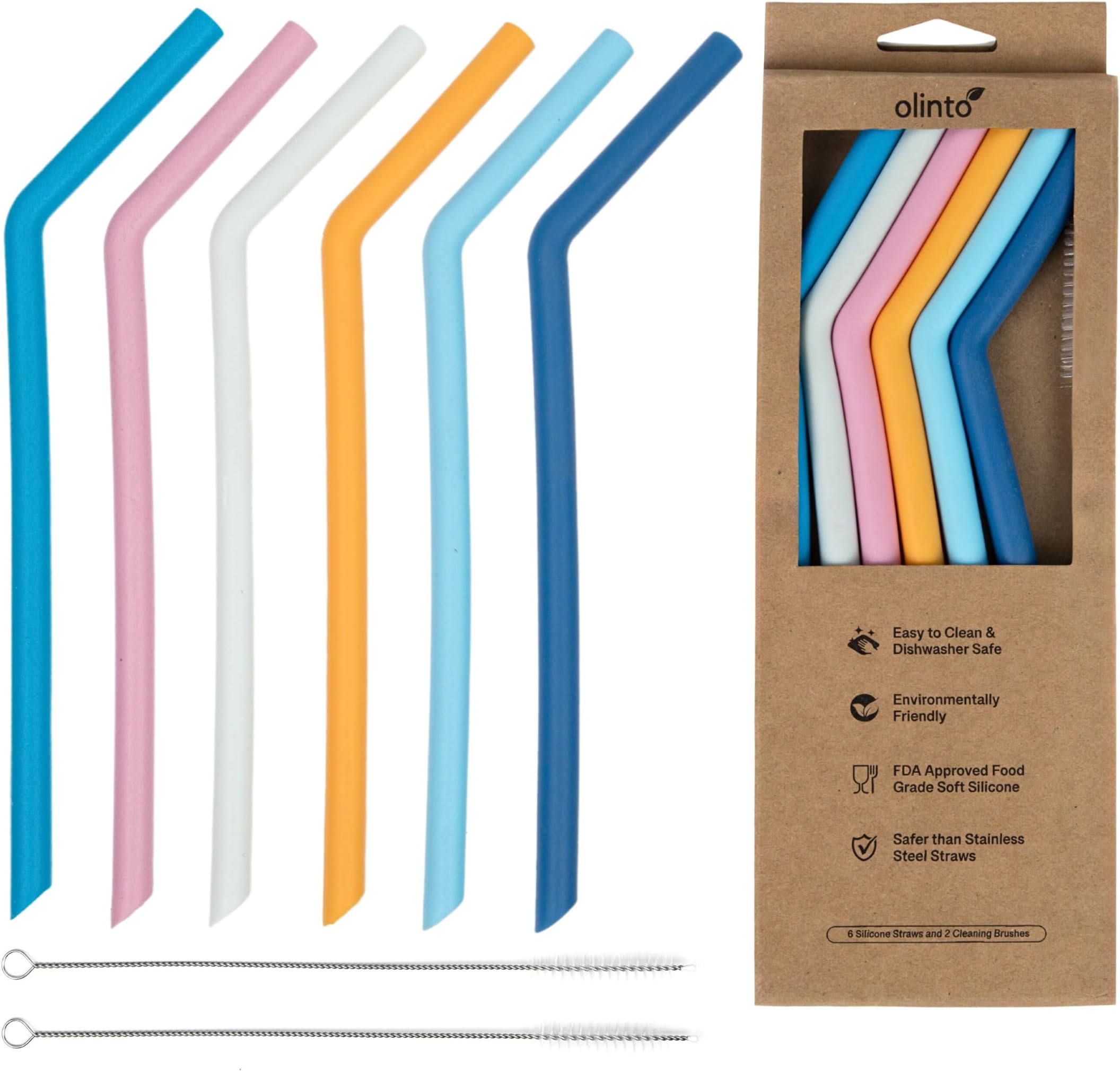 Amazon.com: Hiware Reusable Silicone Straws, Long Flexible Silicone ...