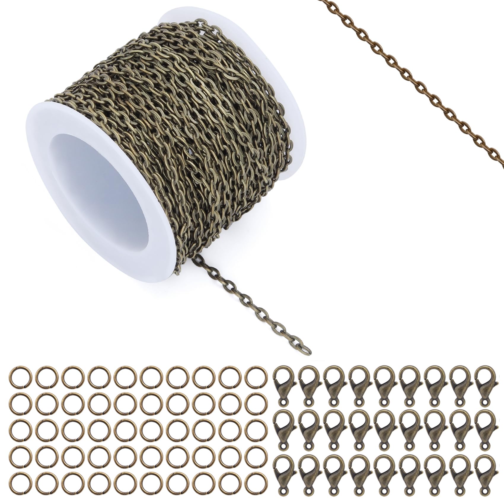 Amazon.com: Lemonkey 33 Feet Metal Bronze Necklace Chains Cable O ...