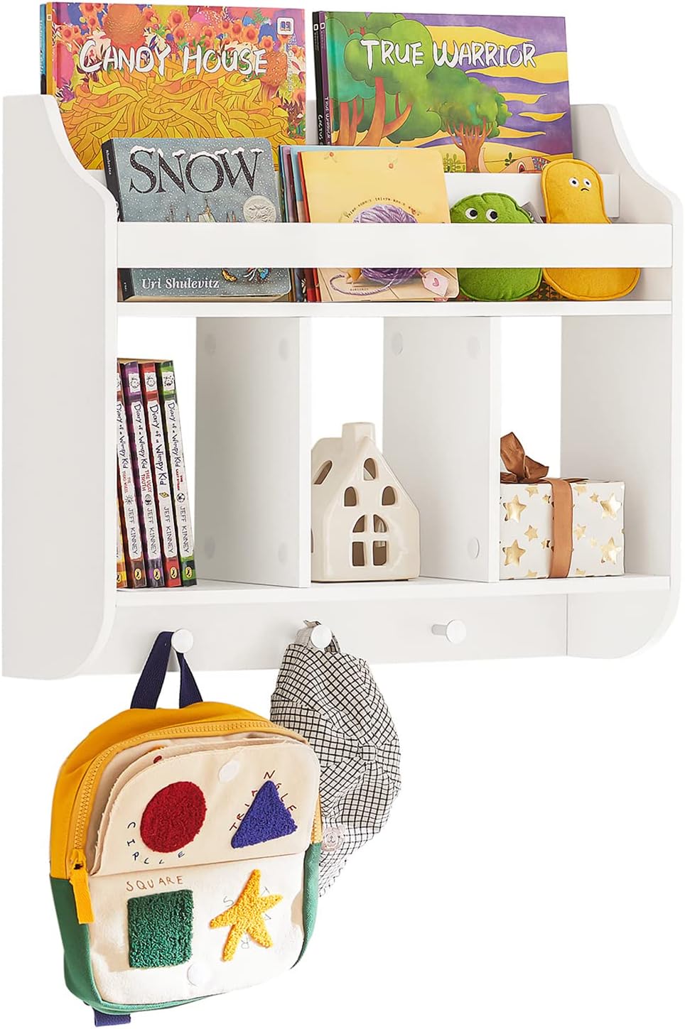 Dibor Children's Wall Mounted Bookshelf Kids Storage Basket Rack ...