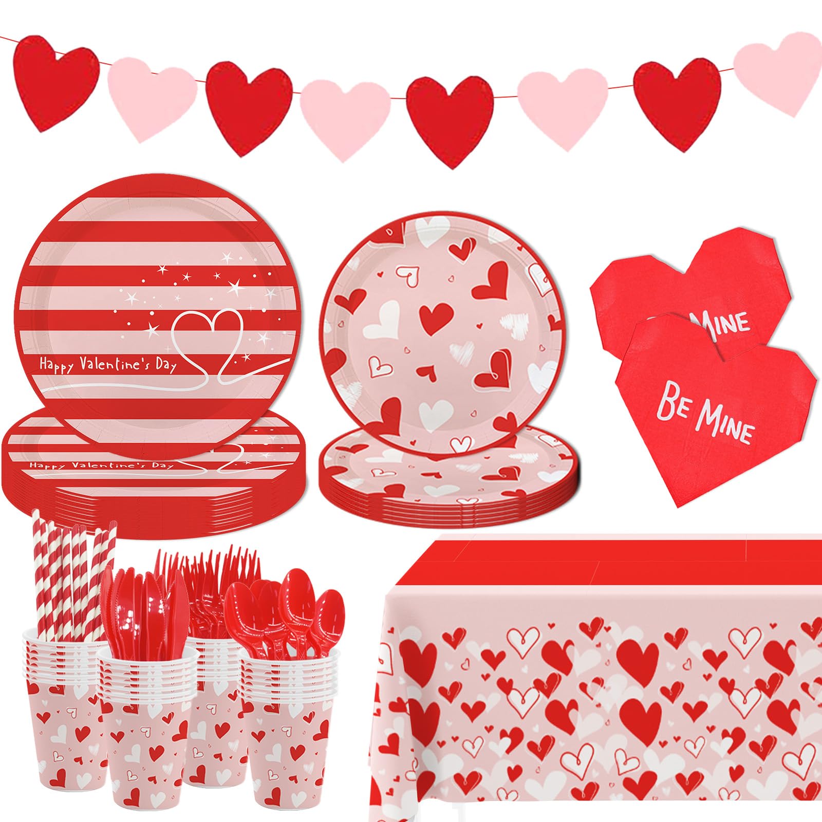 Amazon.com: MEHOFOND 194Pcs Valentine's Day Party Decorations ...