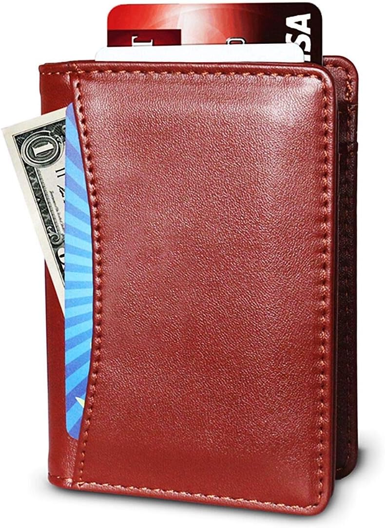 Amazon.com: Slim Card Wallet | Bifold Card Case | Full Grain Leather ...