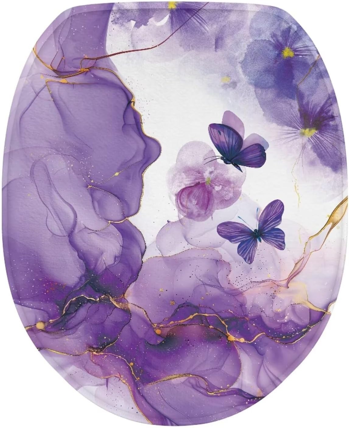 Amazon.com: Uorisanigo Purple Marble Elongated Toilet Seat Cover Only ...