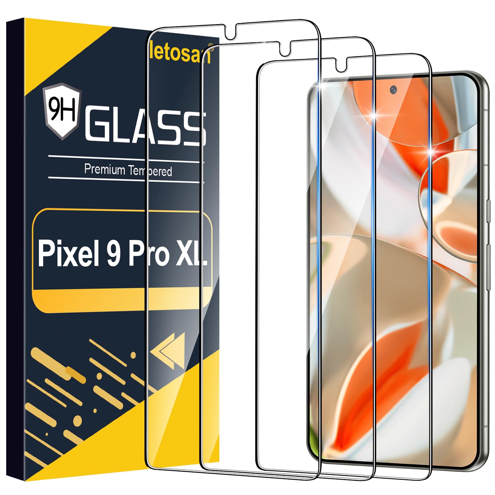 3 Pack Glass Screen Protector for Google Pixel 9 Pro XL, Ultrasonic ...