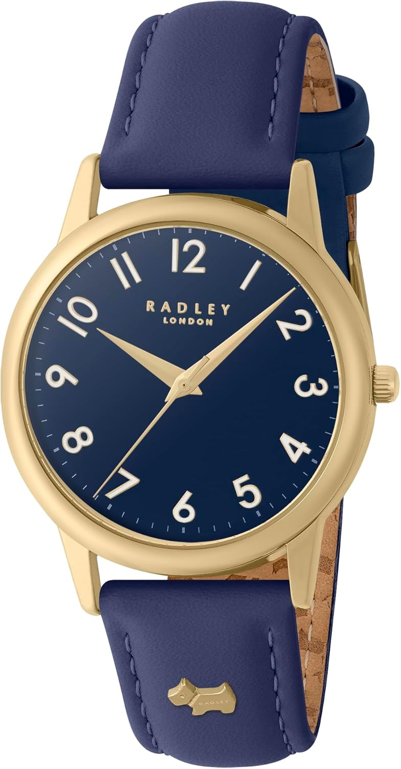 RADLEY Women's Gold Plated Ink Blue Leather Strap Analogue Quartz Watch ...