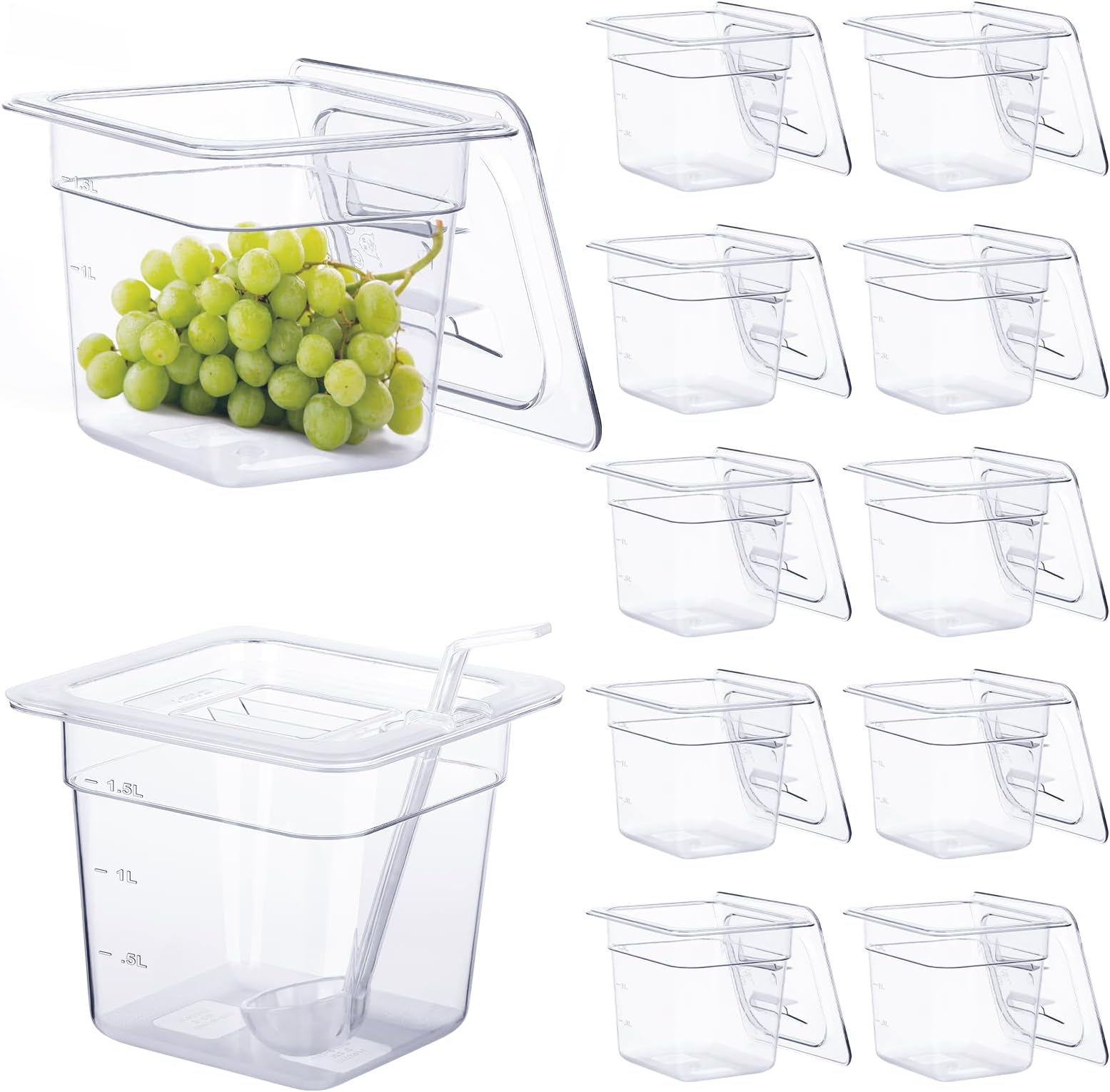 Amazon.com: Fumete 8 Sets Clear 1/3 size, 6 Inch Deep Food Pan ...