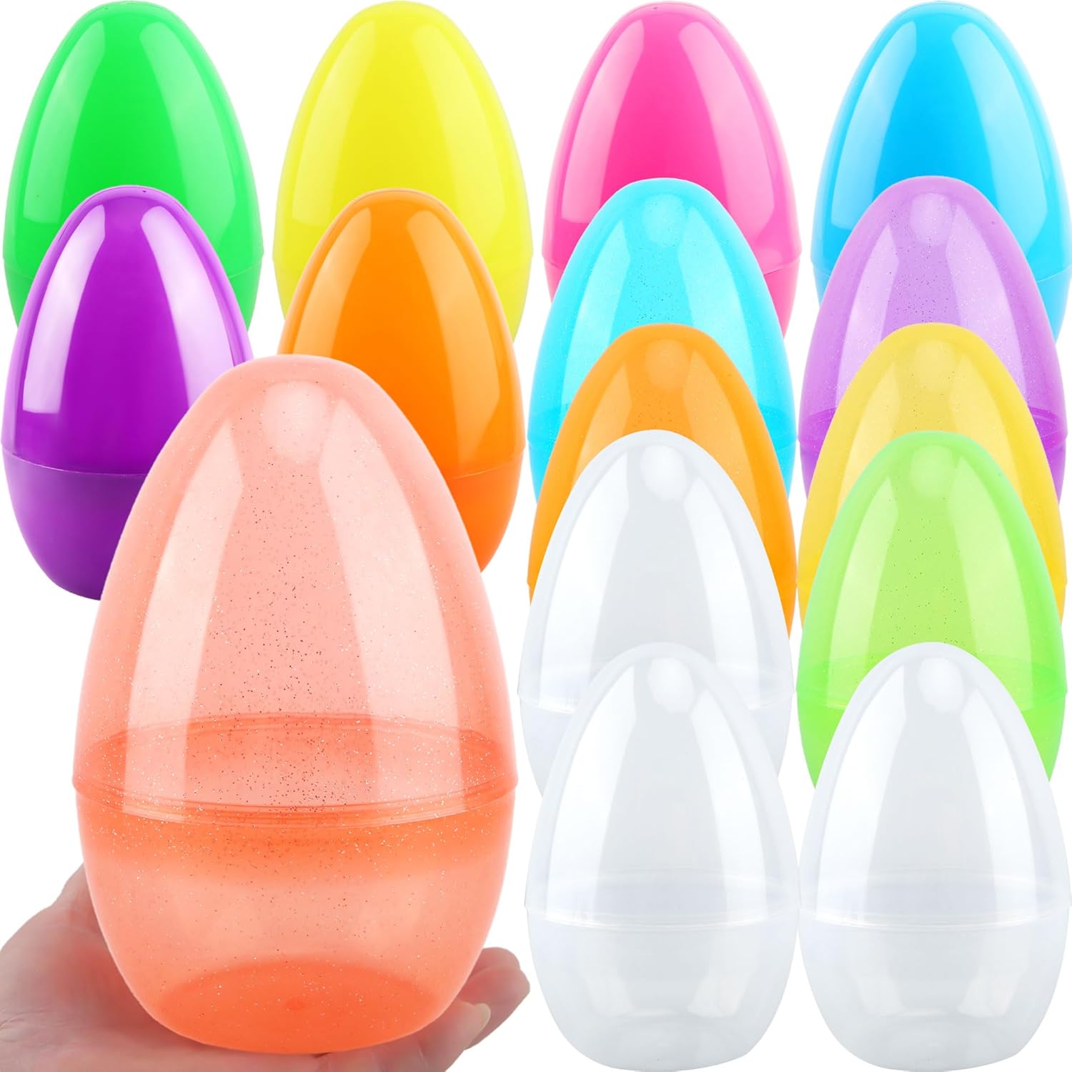 Amazon.com: Swakuta 15 Pack 8 Inch Large Clear Glitter Easter Eggs ...