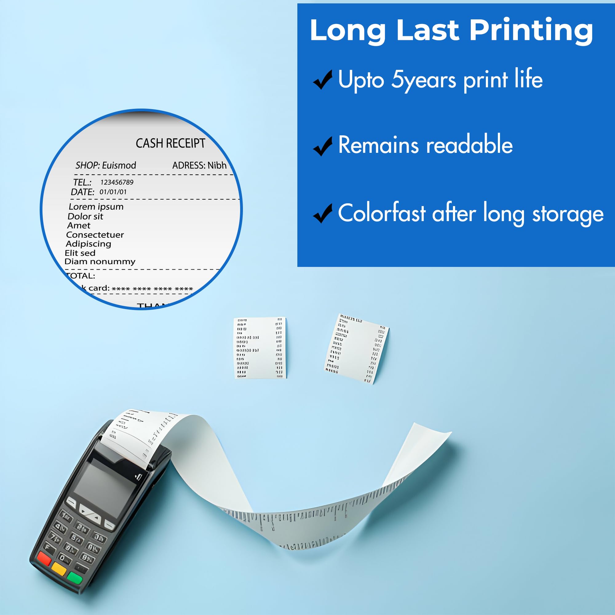 5 Rolls of 80 x 80 Thermal Paper Till Rolls Receipt Roll for Cash ...