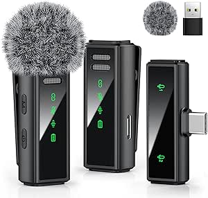 Amazon.com: VEZQUA USB C Wireless Lavalier Microphone for Android, Mini Microphone for Video ...