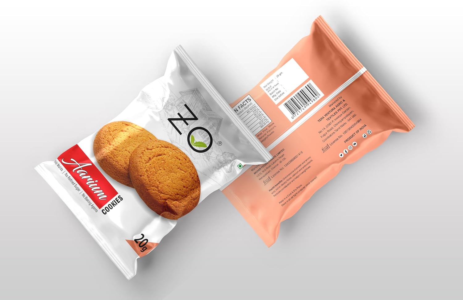 ZO Millet Cookies 20g Jaggery sweetened (10 Pouches - 2 Cookies in a ...