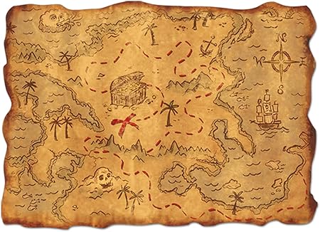 Amazon.com: Plastic Treasure Map Party Accessory (1 count) (1/Pkg ...