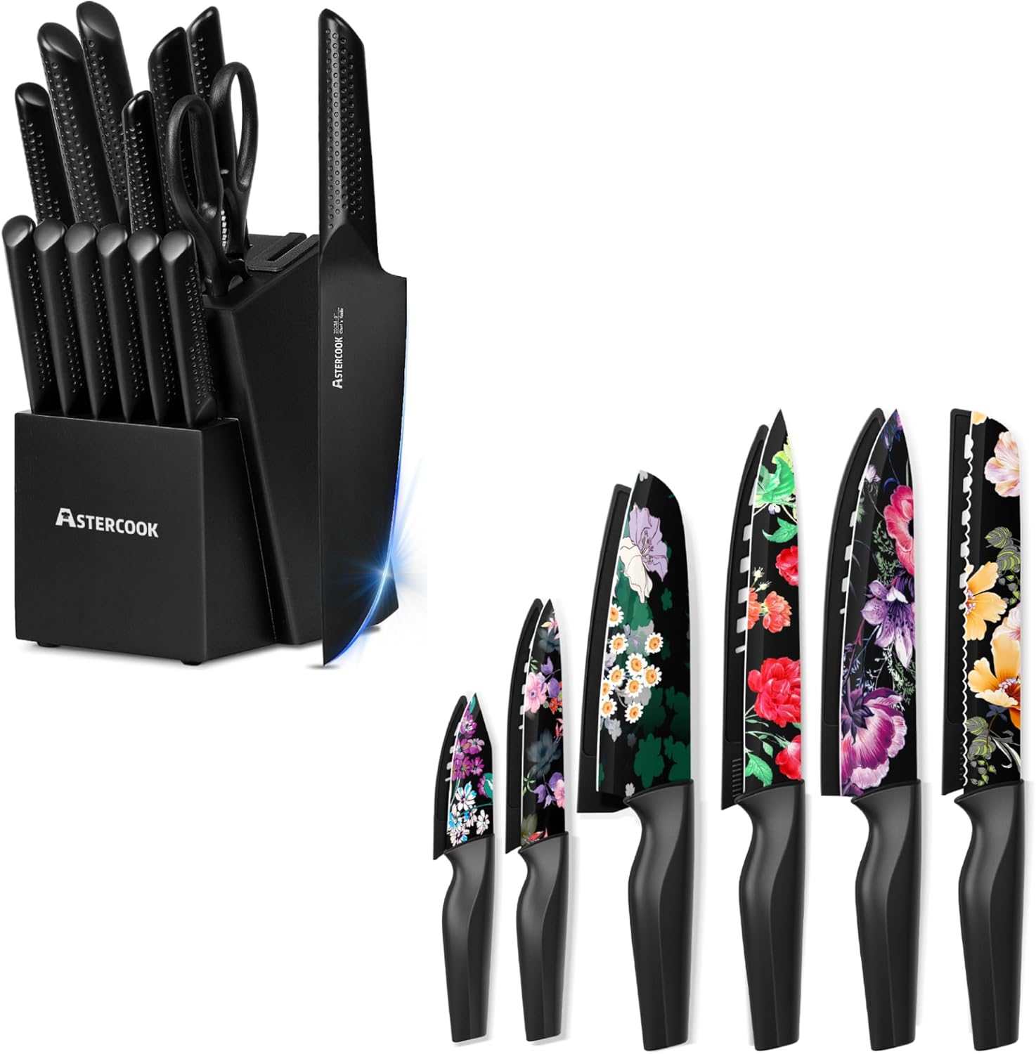 Amazon.com: 12 Pcs Flower Kitchen Knife Set and 15 Pcs Chef Kitchen ...