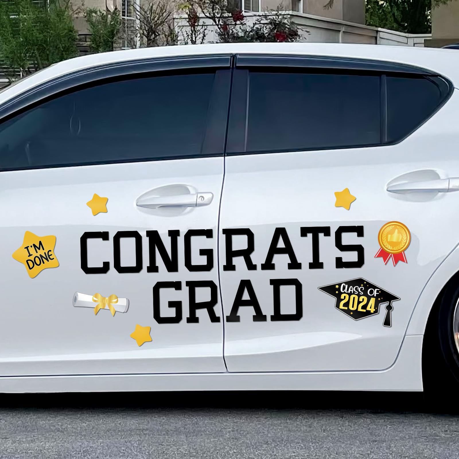 Amazon.com: Funrous 19 Pieces Graduation Car Magnets with Gold Foil ...