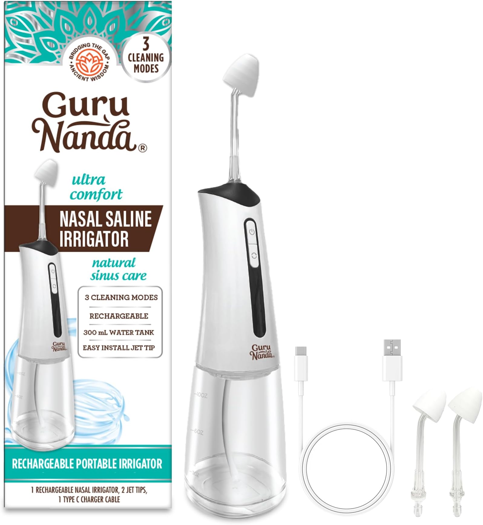Amazon.com: GuruNanda Nasal Saline Irrigator with 2 Nasal irrigator ...
