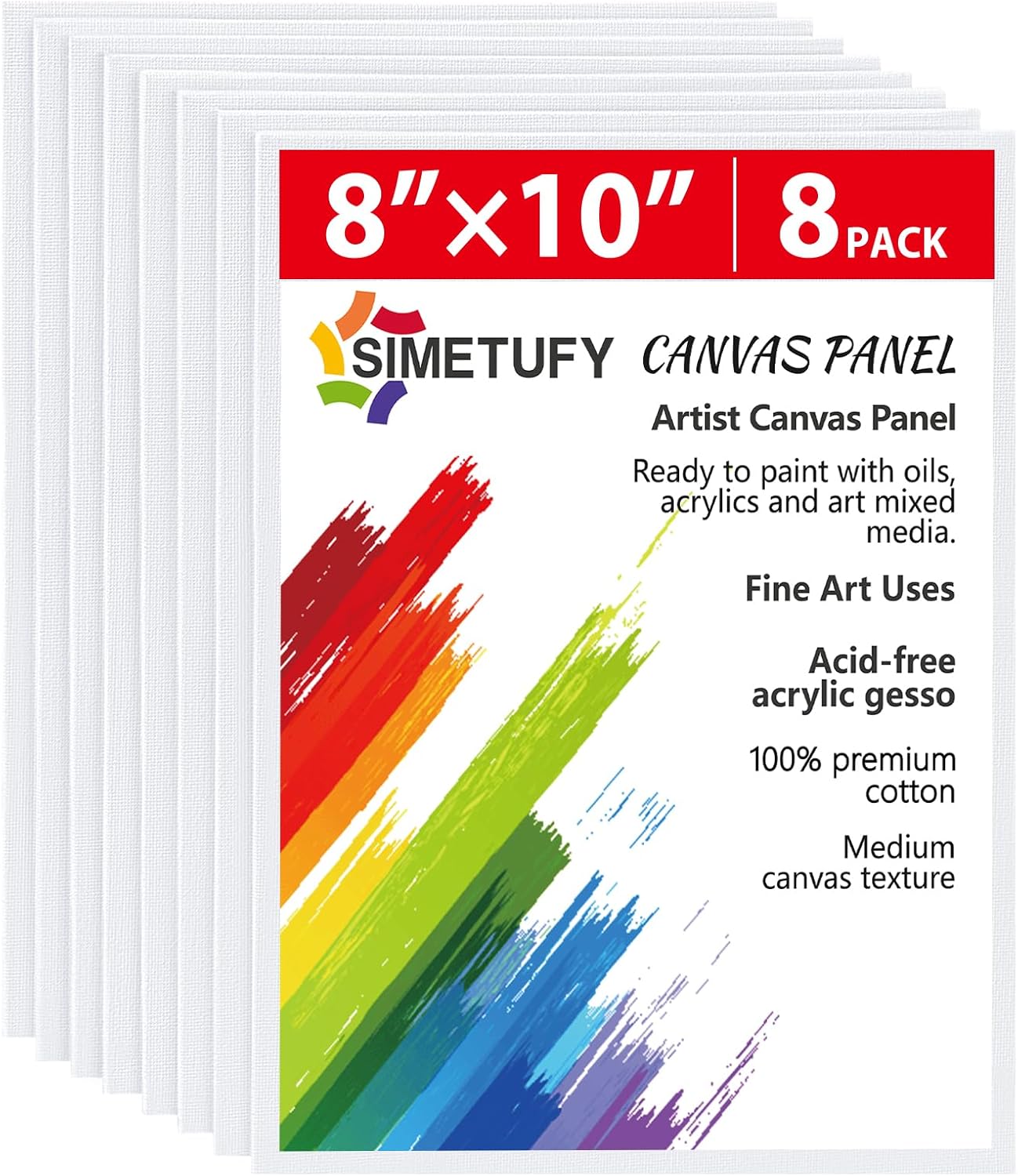 Amazon.com: Simetufy 8 Pack 8x10 Inch Painting Canvas Boards Canvas ...