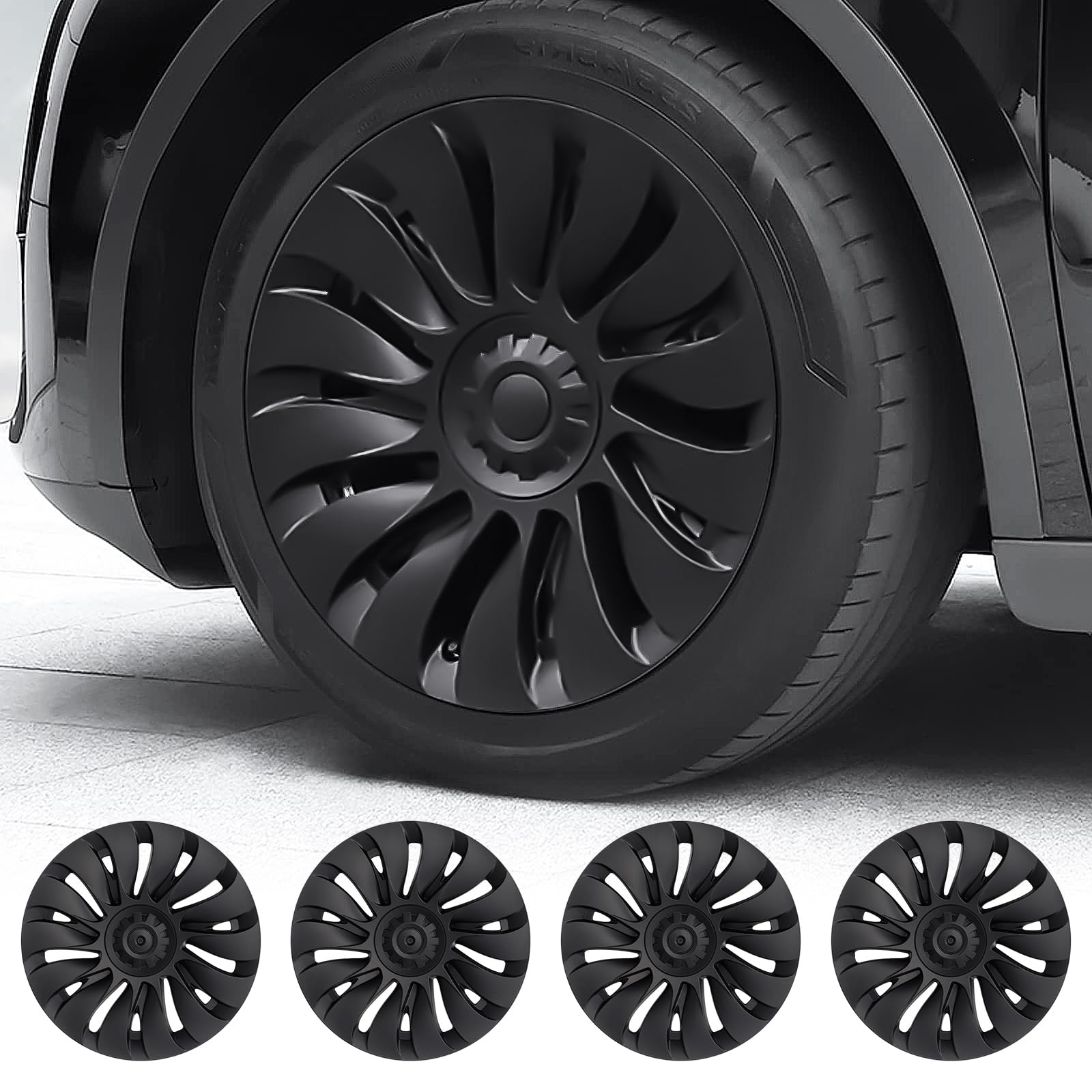 Snapklik.com : Klutchtech Model Y Hubcaps - 19 Inch Gemini Wheel Covers ...