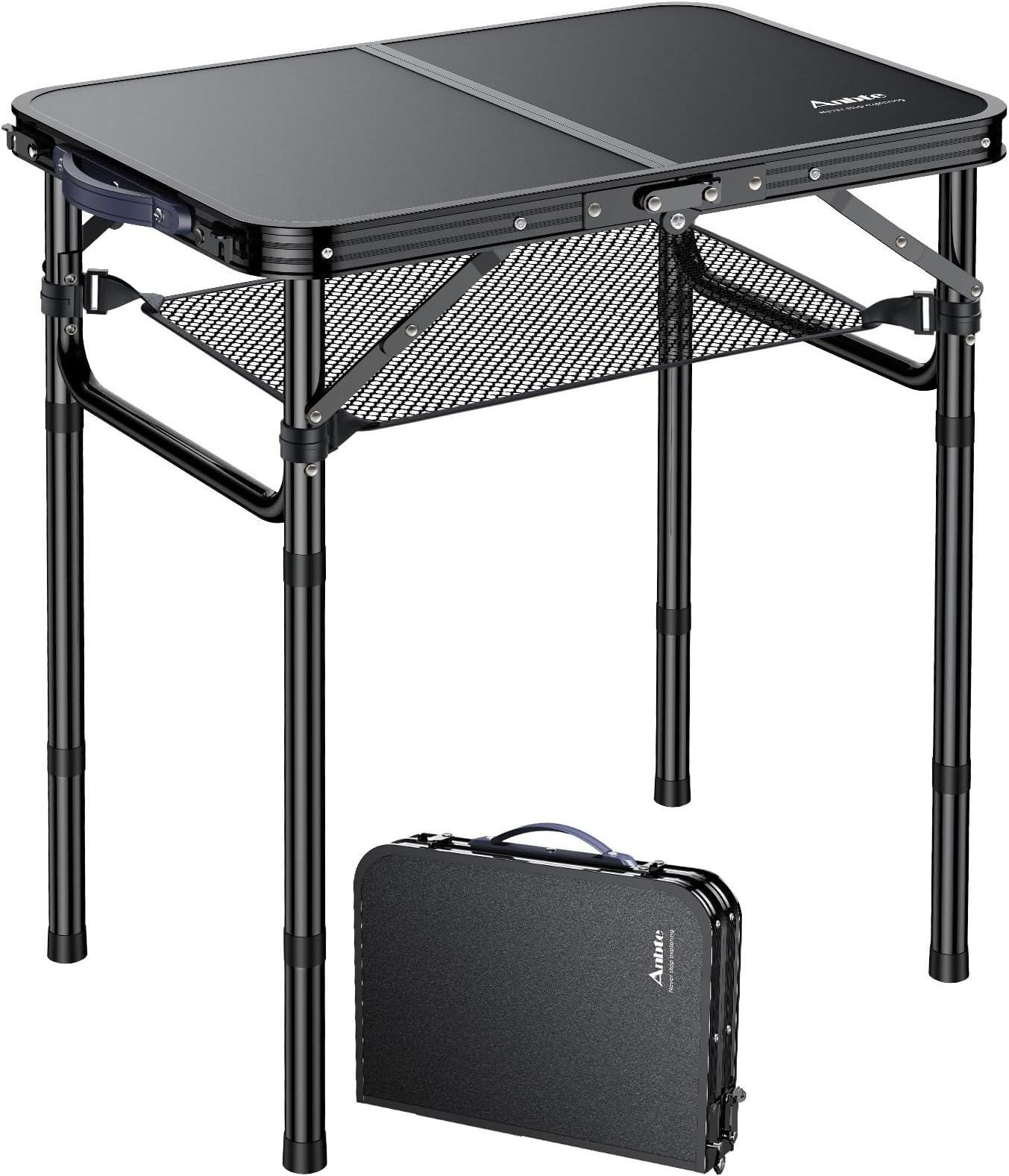 Anbte Table de Camping Pliante avec Filet de Rangement, Table de Pique ...