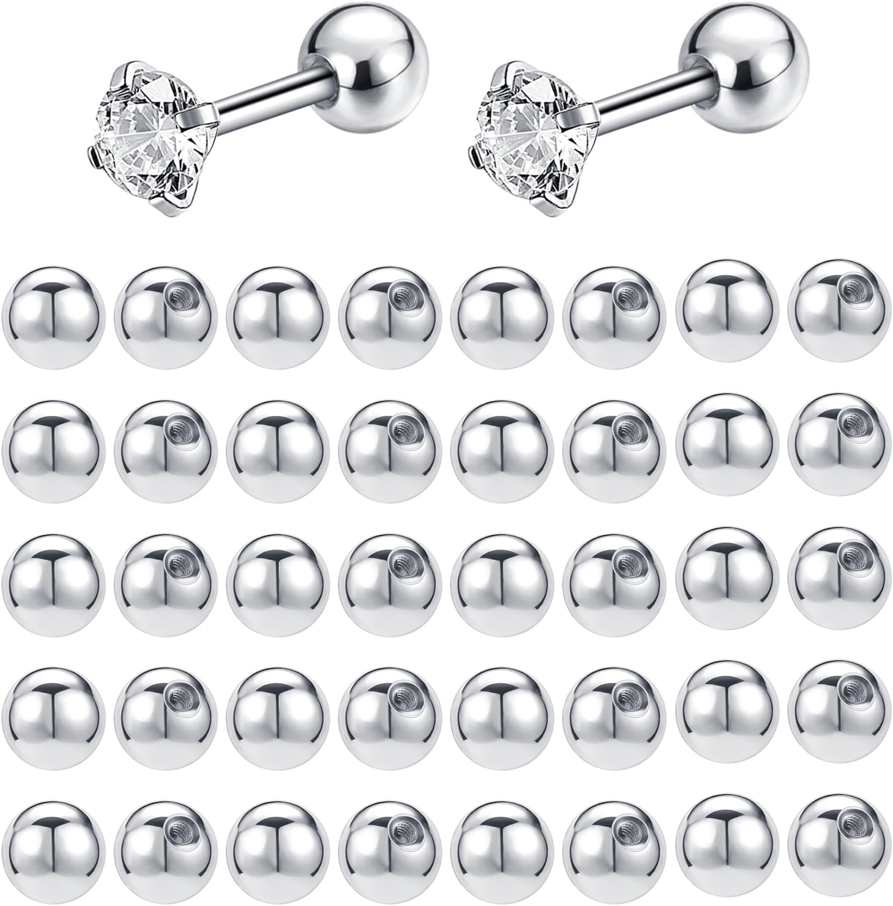 Amazon.com: AoedeJ Stainless Steel Earring Backs Ball Back Earrings ...