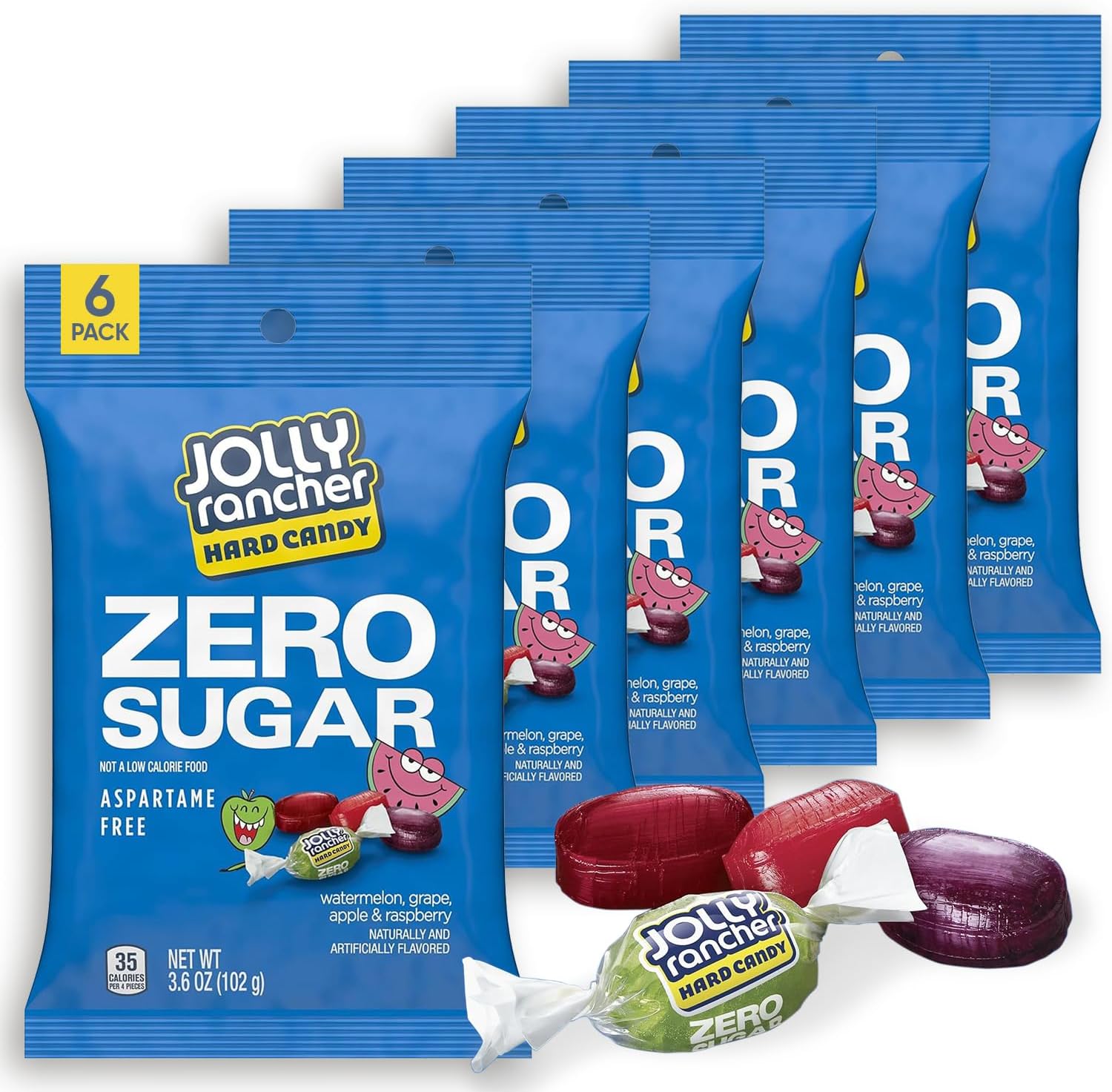 Amazon.com : Jolly Ranchr Zero Sugar Assorted Candy, 3.6oz 6 Pack ...